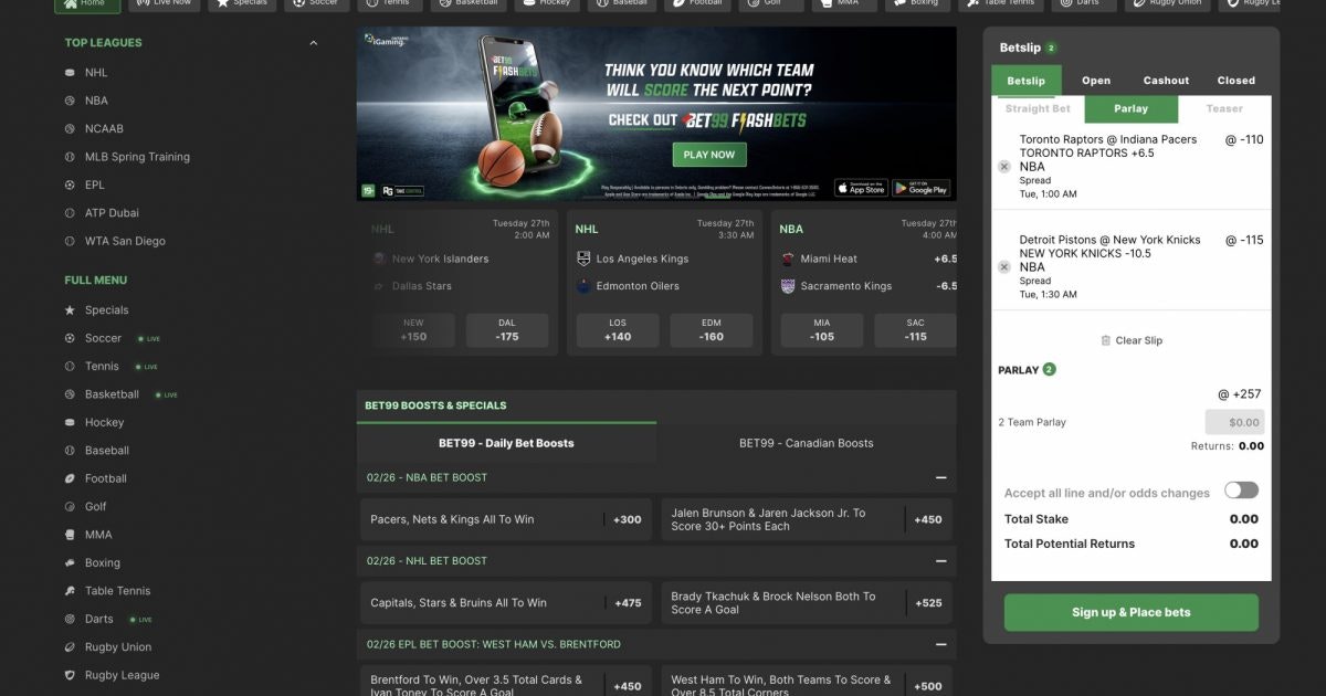 Bet99 Canada Review | Great Odds and Live Streaming!